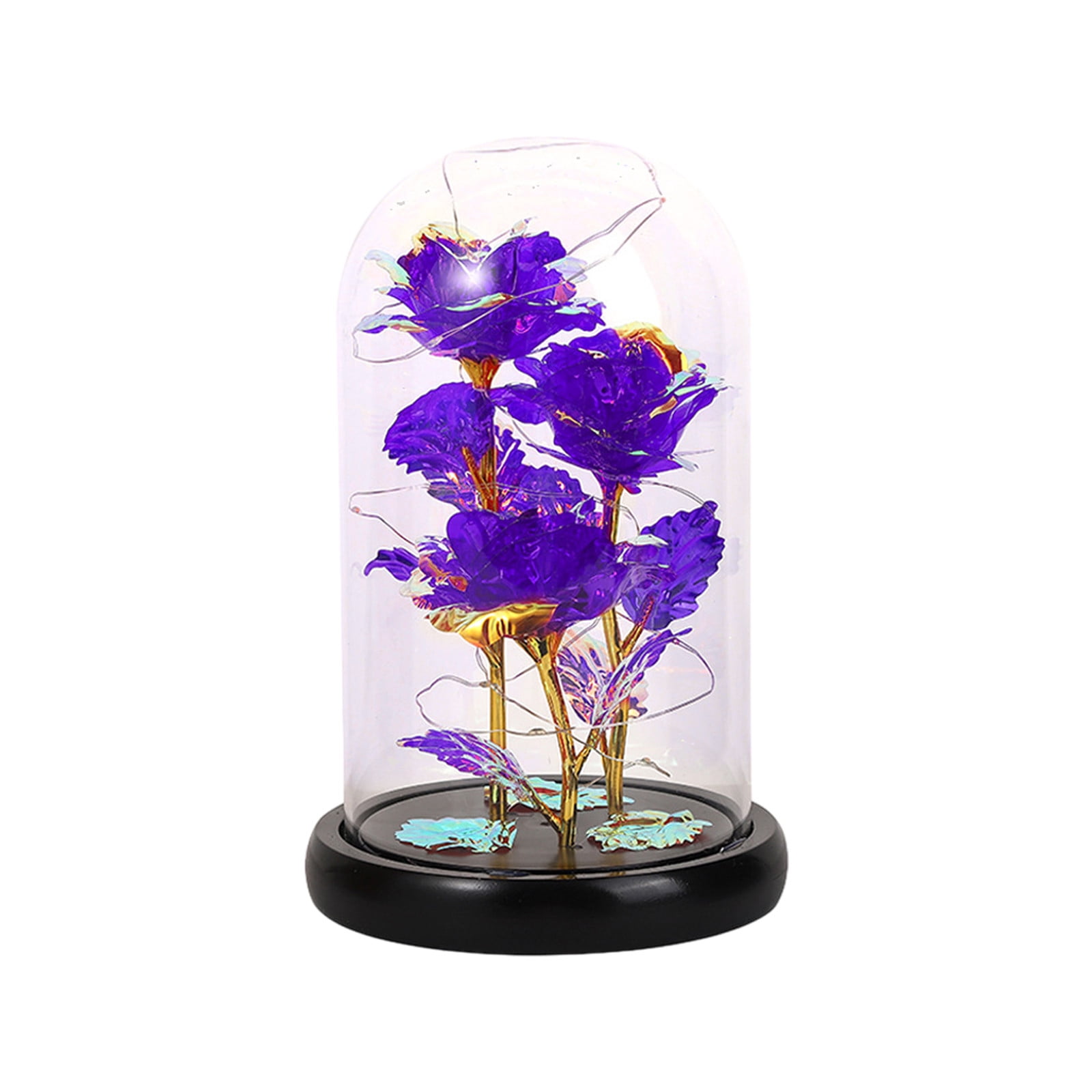 Nmdmisc Pre Lit Rose in Glass Dome,Light Up Rose Flowers in Glass Dome ...