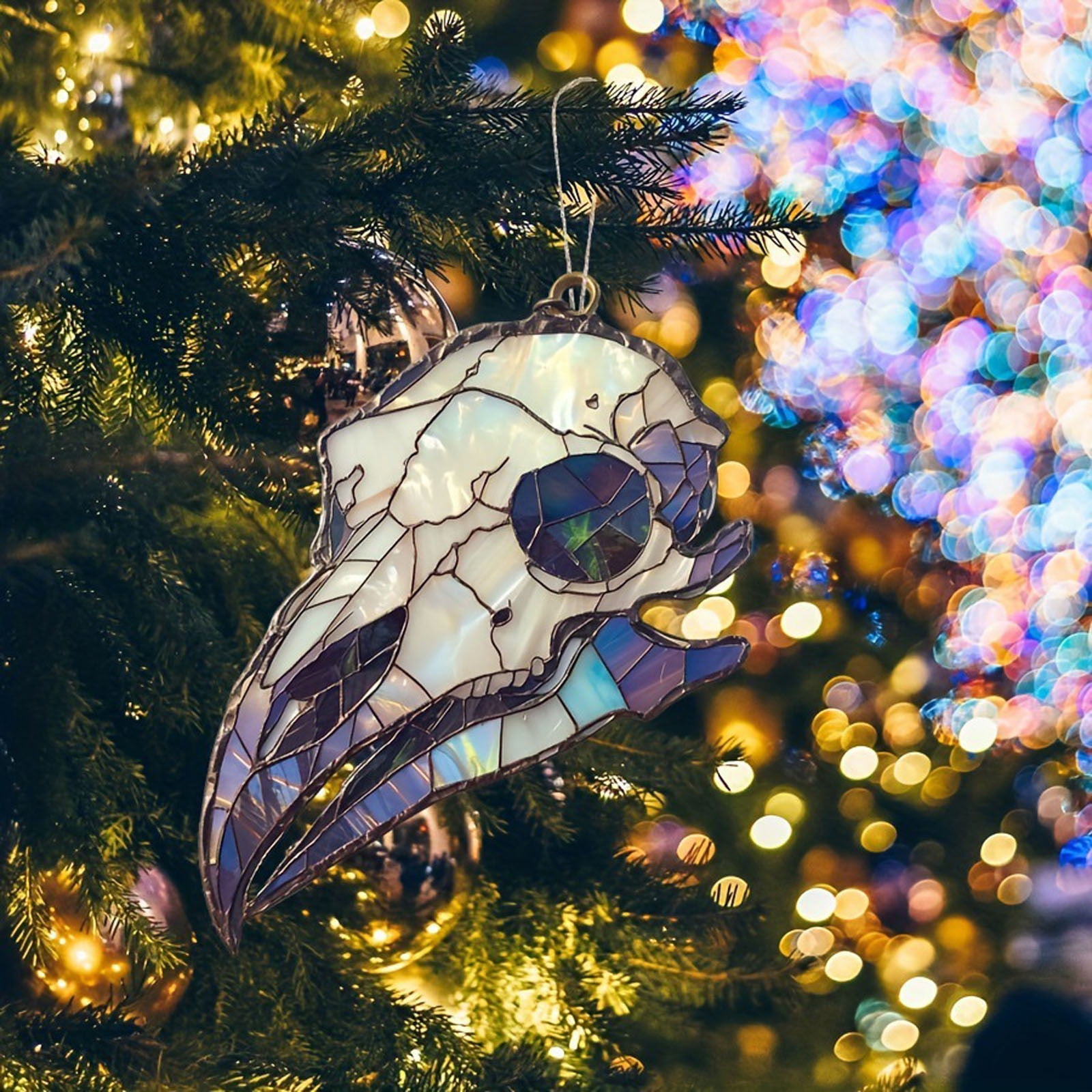 Nmdmisc Skeleton Statues Halloween Decorations Indoor Crow Head Pendant ...