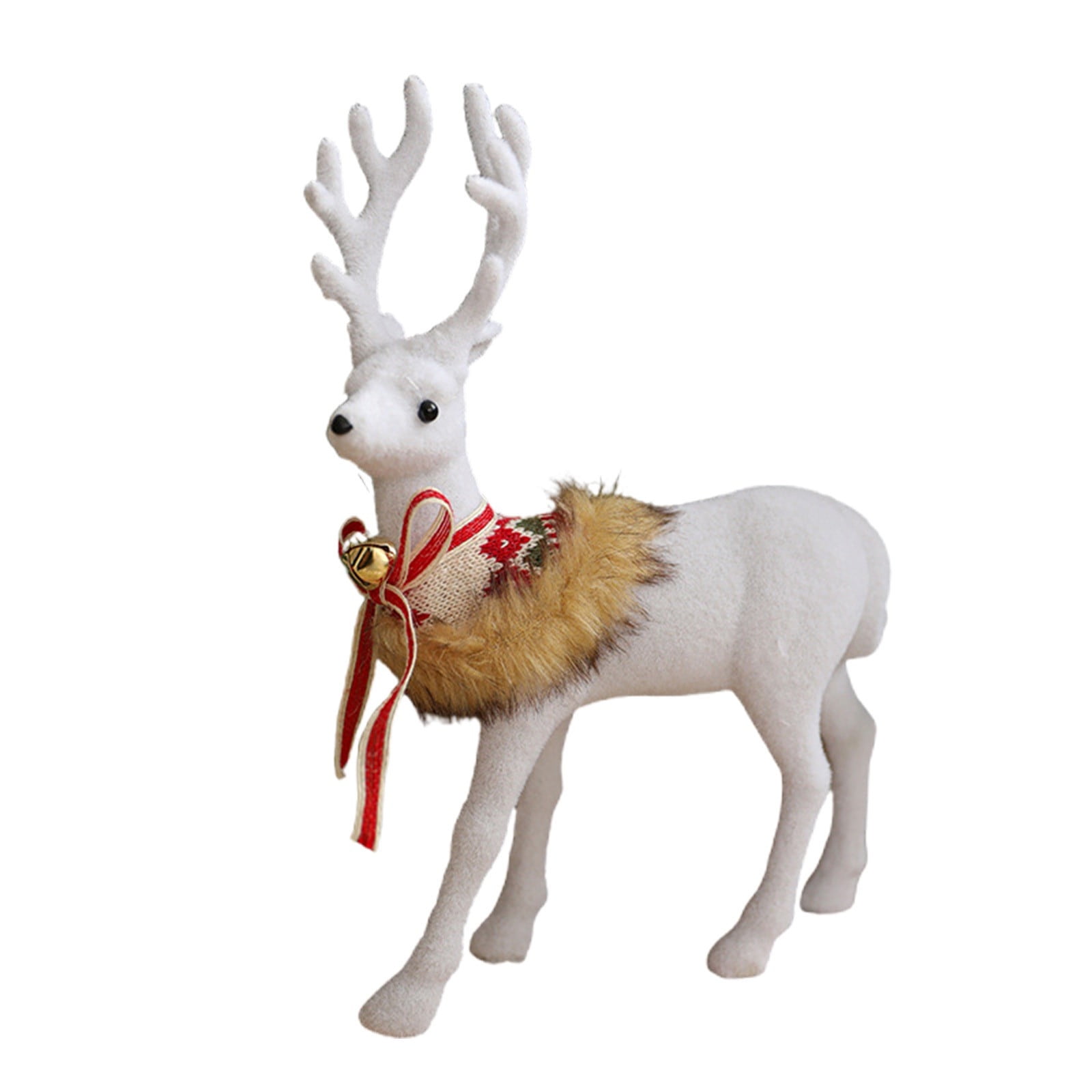 Nmdmisc White Reindeer Figurine Flocking Standing Sitting Xmas Deer ...