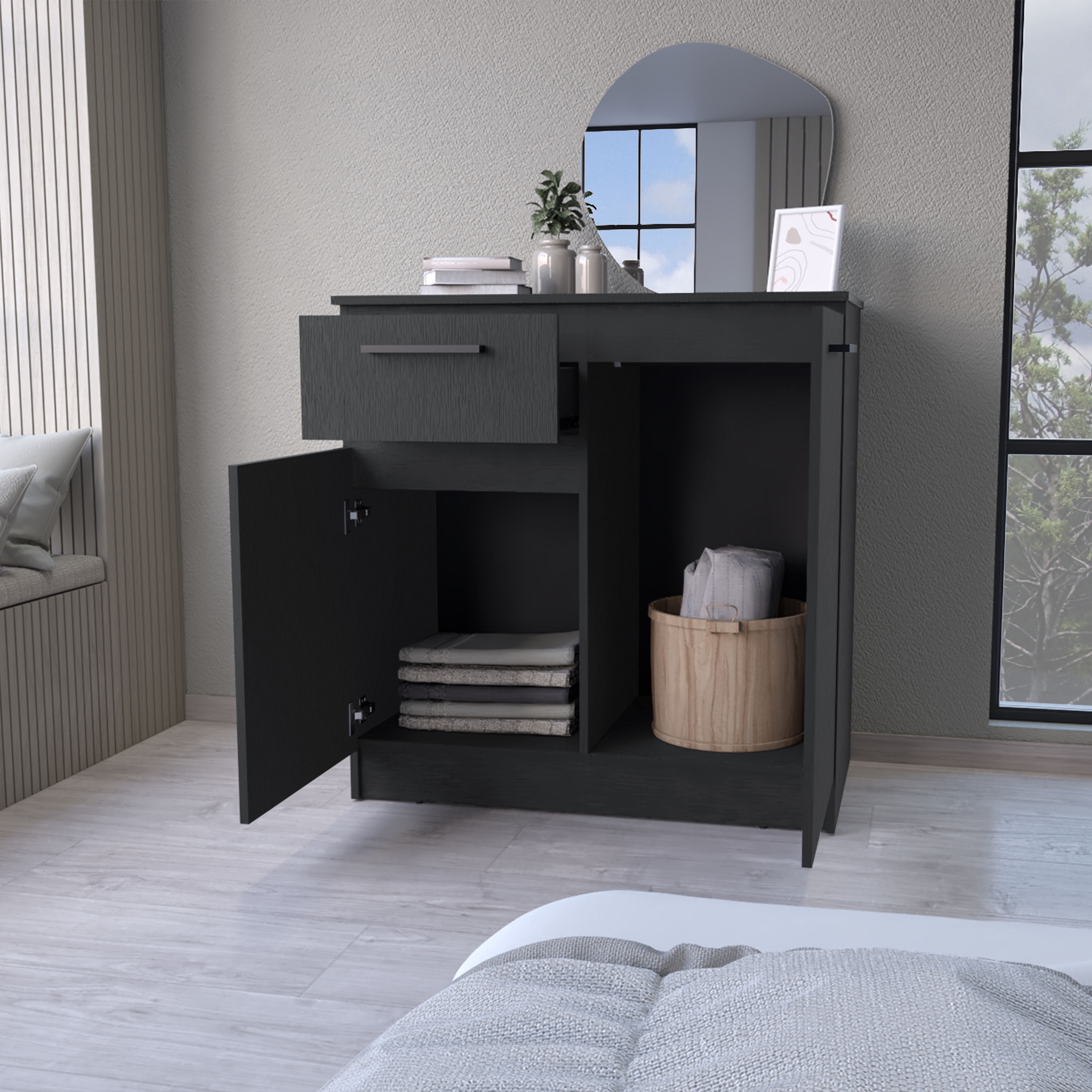 Nmkwnr 1 Drawer Dresser with 2 Door and 2 Shelves, Storage Cabinet for ...