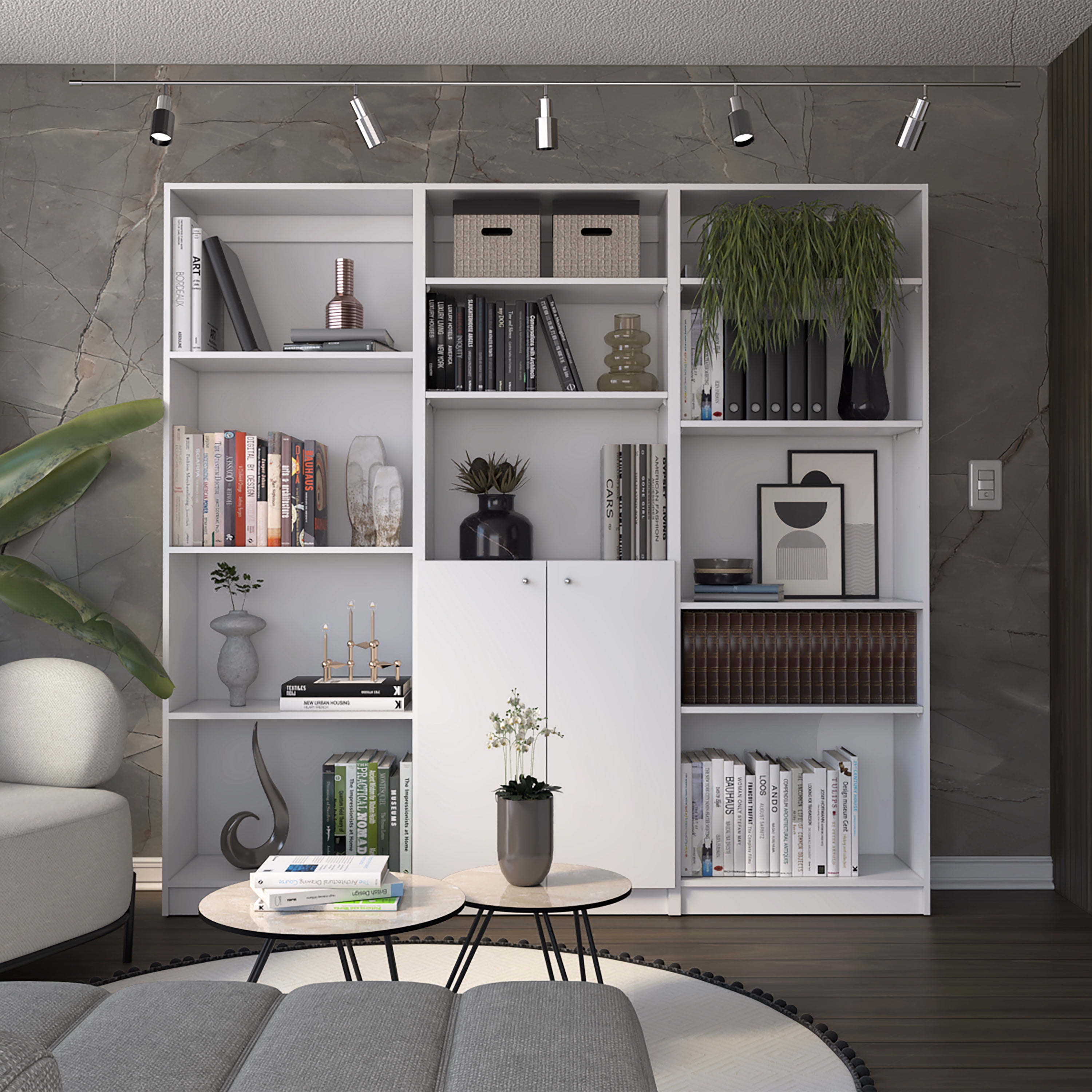 Nmkwnr 12 Shelf Wood Bookshelf Bookcase Book Storage Rack with Cabinet ...