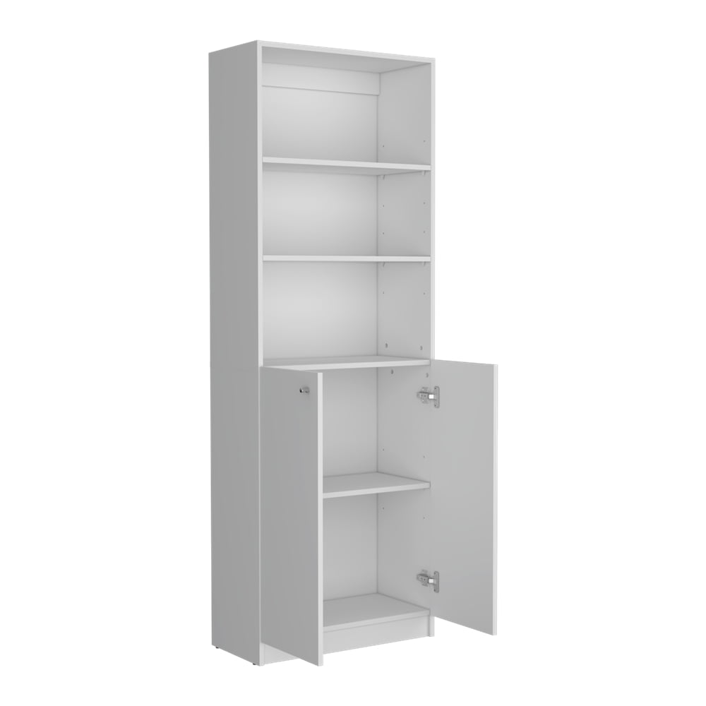 Nmkwnr 2 Door Bookcase Book Rack with 2 Inner Shelves and 3 Open ...