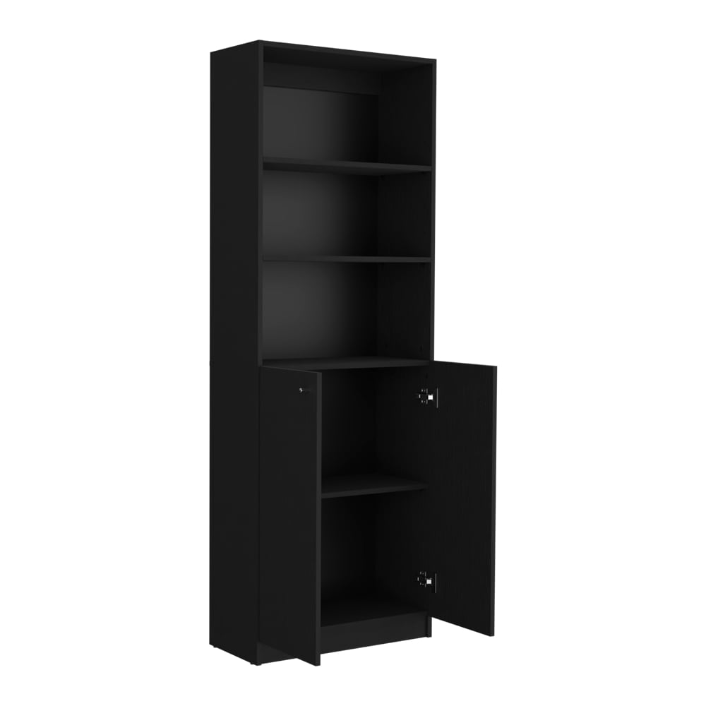 Nmkwnr 2 Door Bookcase with 2 Inner Shelves and 3 Open Shelves for Home ...