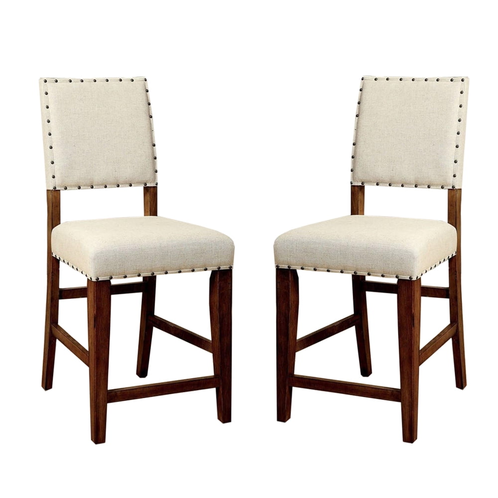 Nmkwnr 2 Pack Counter Height Dining Chair for Home, Dining Room, Brown ...
