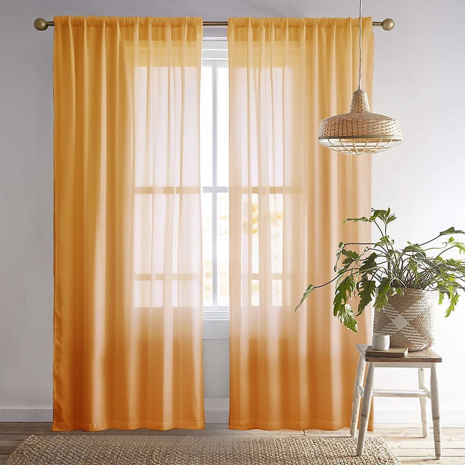 Nmkwnr 2 Panels Window Sheer Curtains Rod Pocket Window Curtains for ...