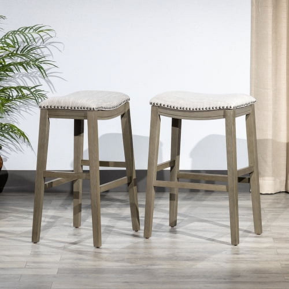 Nmkwnr 29" Fabric Stool Barstool for Home, Dining Room, Bar, Gray, Set ...