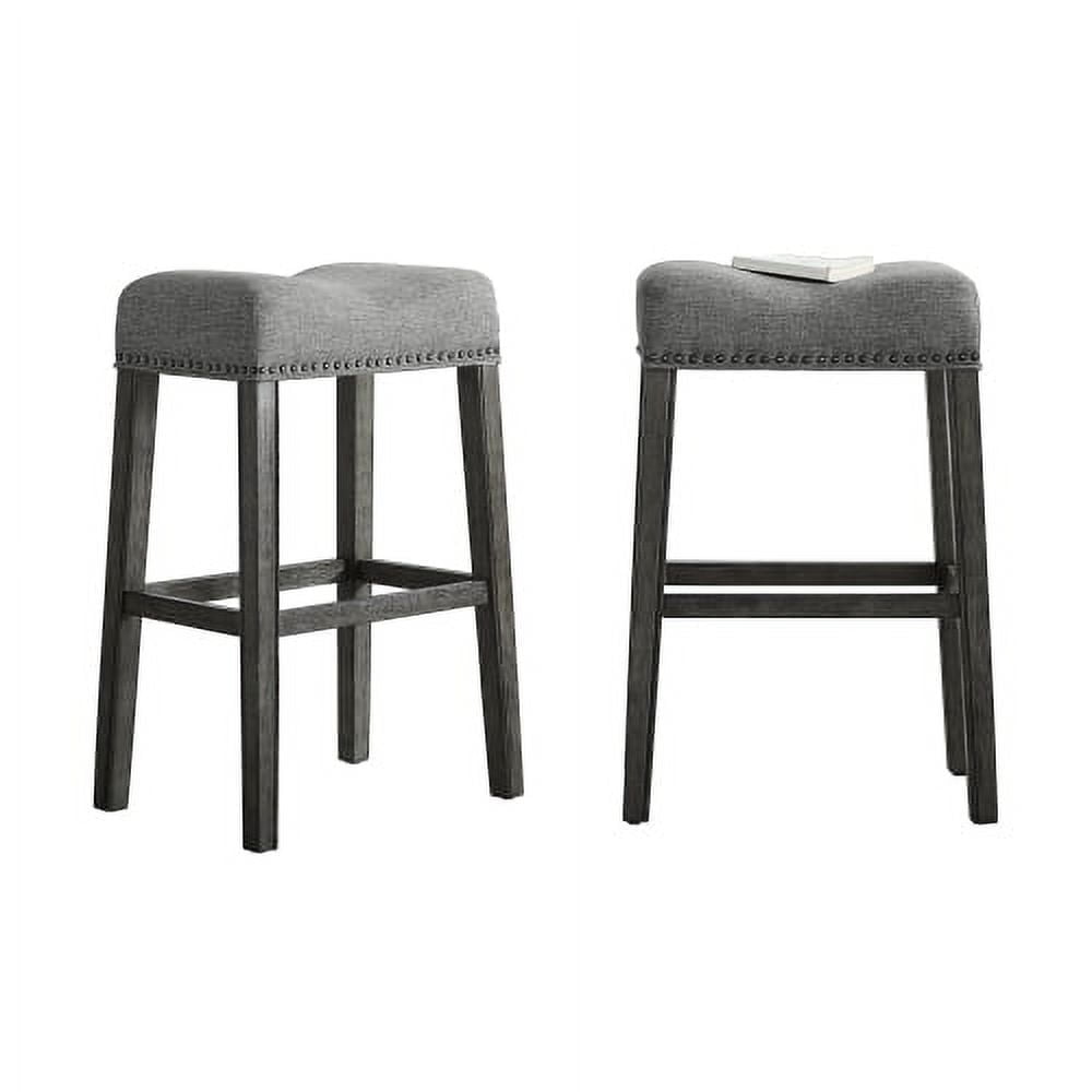 Nmkwnr 29" Faric Backless Barstool with Footrest, Wood Frame Bar Stools ...