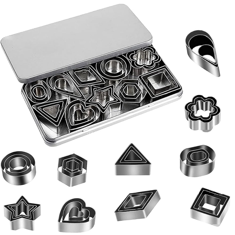 Nmkwnr 30 Pack Mini Cookie Cutter Stainless Steel Geometric Shapes ...