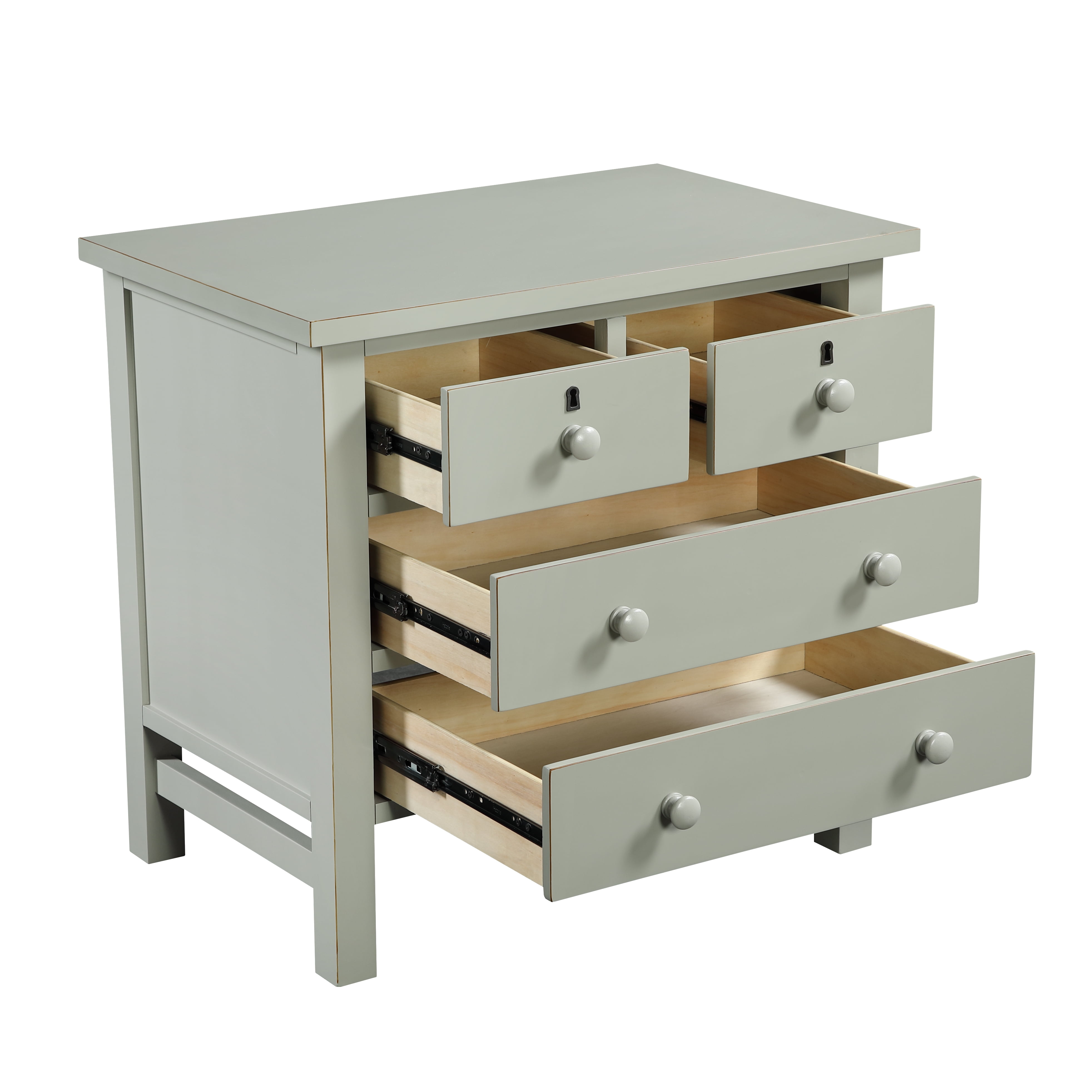 Nmkwnr 4 Drawer Nightstand with Handle, Wood Beside Table for Bedroom ...