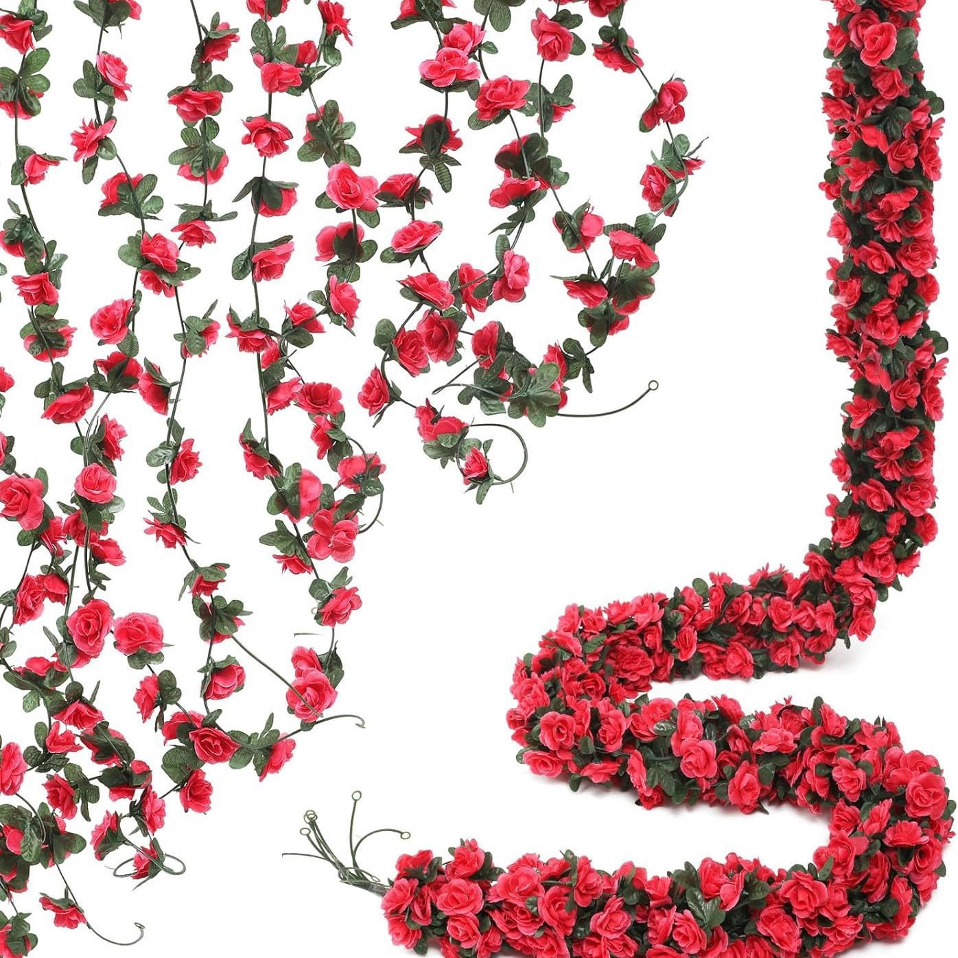Nmkwnr 4 Pcs Fake Flower Garland Artificial Rose Floral Vines Hanging ...