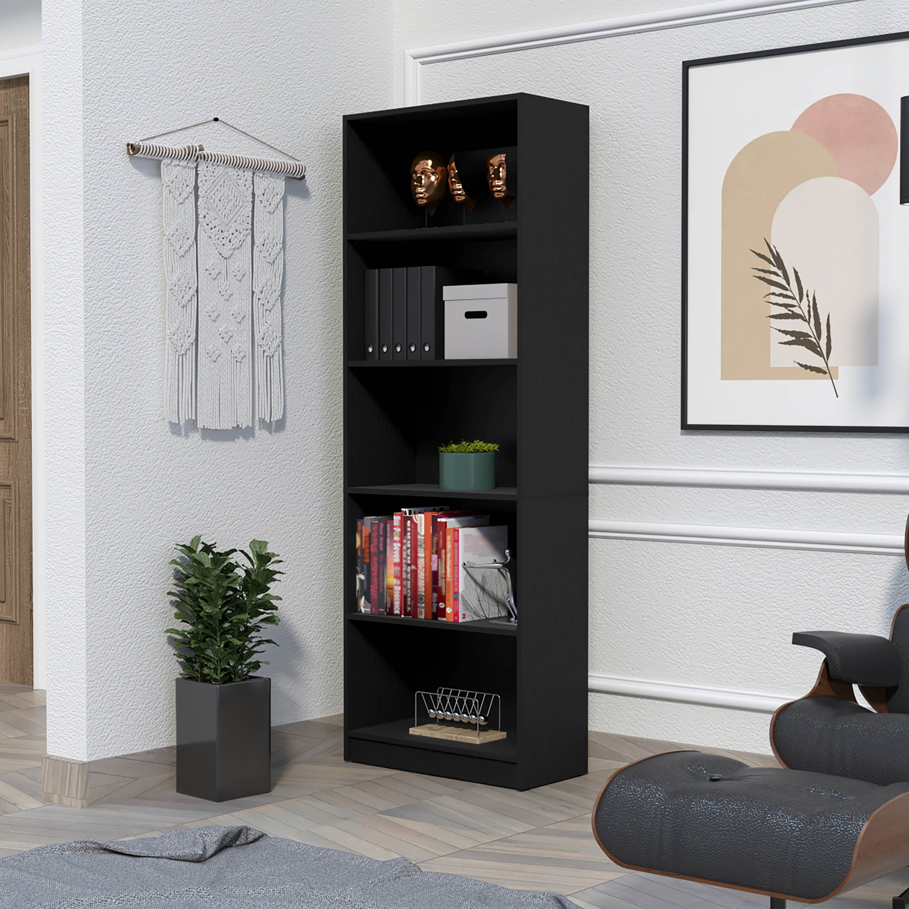 Nmkwnr 5 Shelf Wood Open Bookcase Bookshelf Book Storage Rack for ...