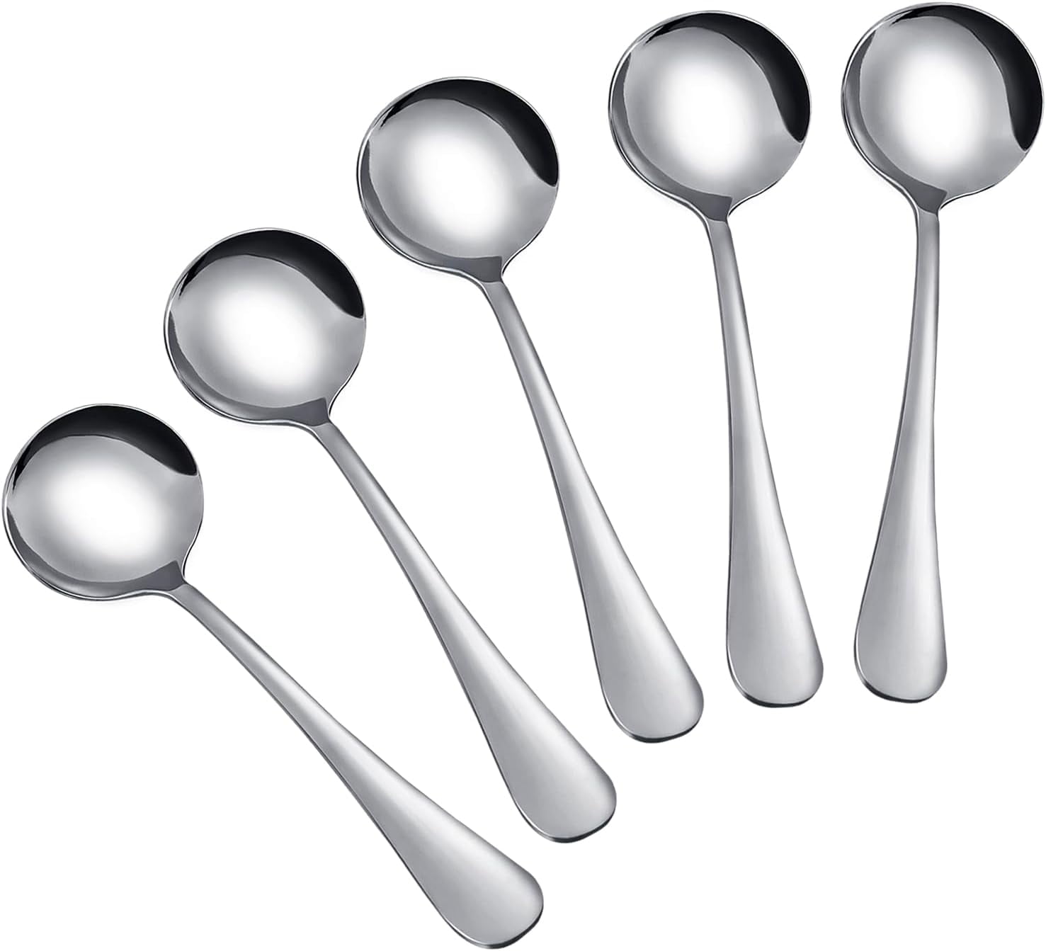 Nmkwnr 6.3 inch Stainless Steel Spoons Round Dinner Spoons Tablespoons ...