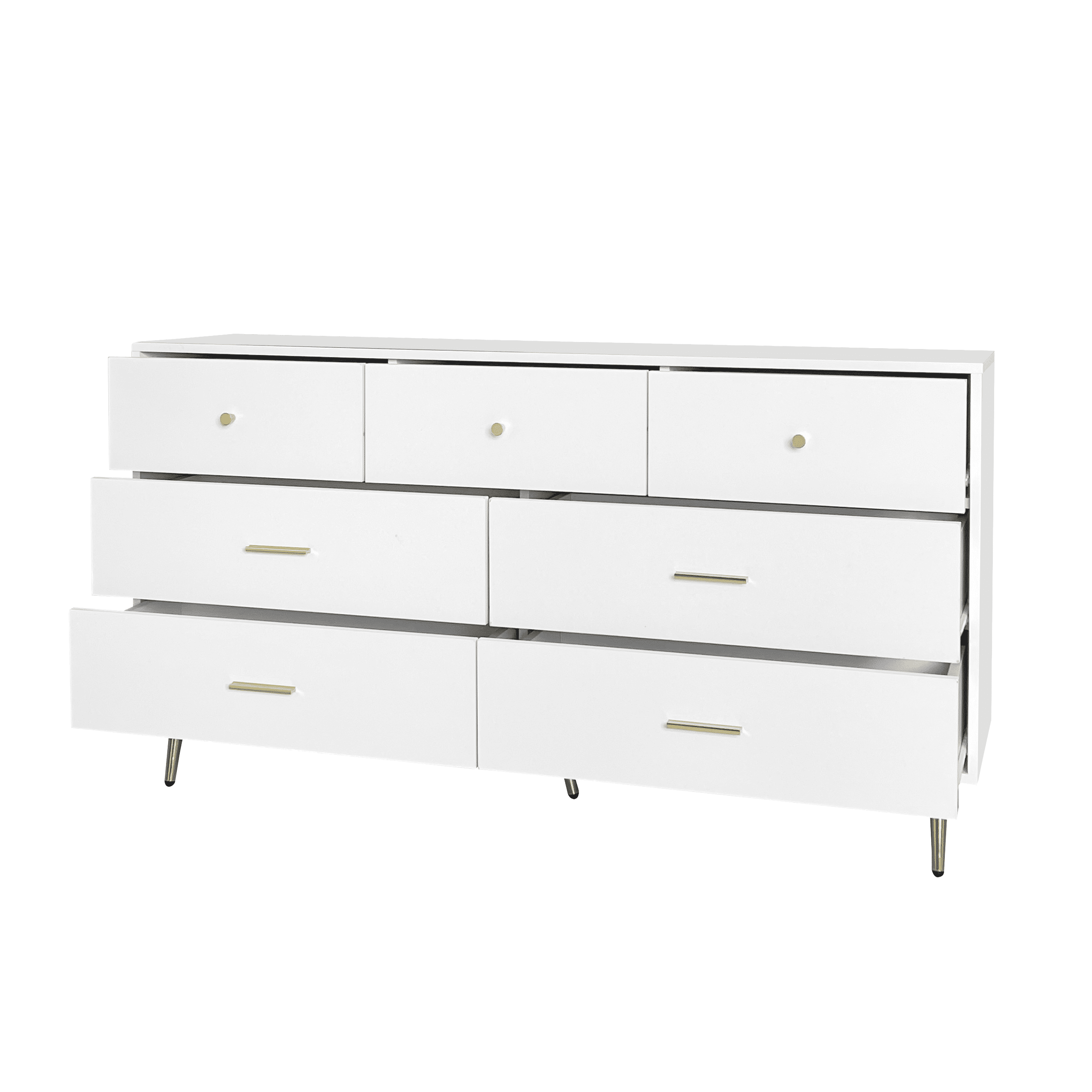 Nmkwnr 7 Drawers Cabinet with Golden Handle and Legs, White - Walmart.com