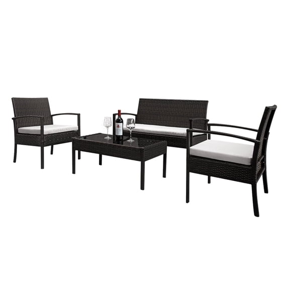 Nmkwnr Arm Chair Sofa Tempered Glass Coffee Table Rattan Sofa Set ...