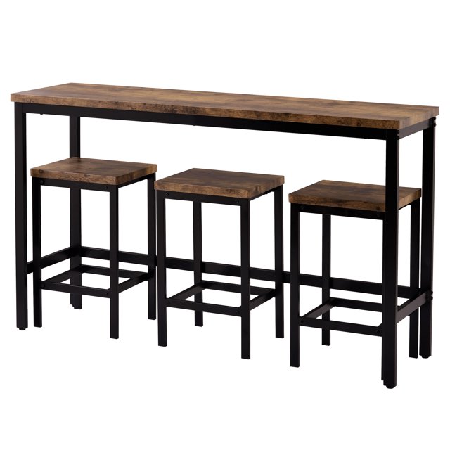 Nmkwnr Counter Height Dining Table Set with 3 Stools, Kitchen Side ...