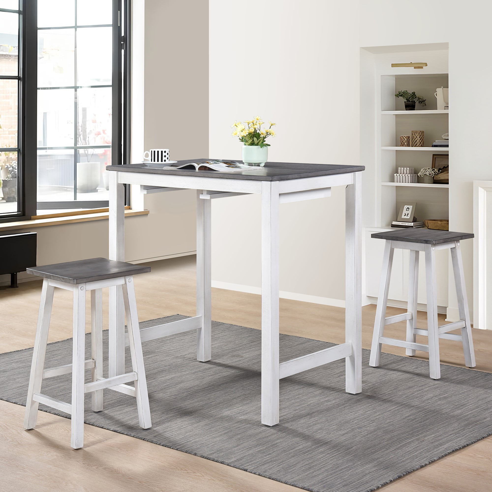 Nmkwnr Dining Table with 2 Pack Stools, Counter Height Table Stools for ...