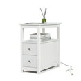 Nmkwnr End Table with Charging Station, Wooden Nightstand for Bedroom ...