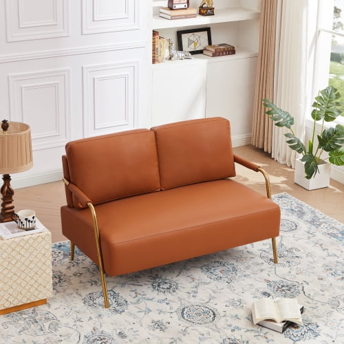 Nmkwnr Fabric Loveseat Sofa with Removable Back Cushion and Metal Legs ...