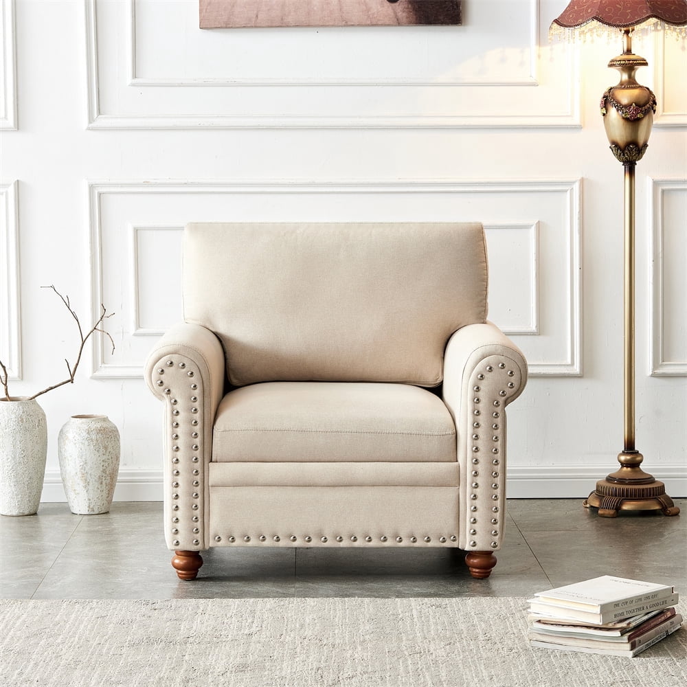 Nmkwnr Fabric Sofa for Living Room, Office, Single Seat Chair with Wood ...