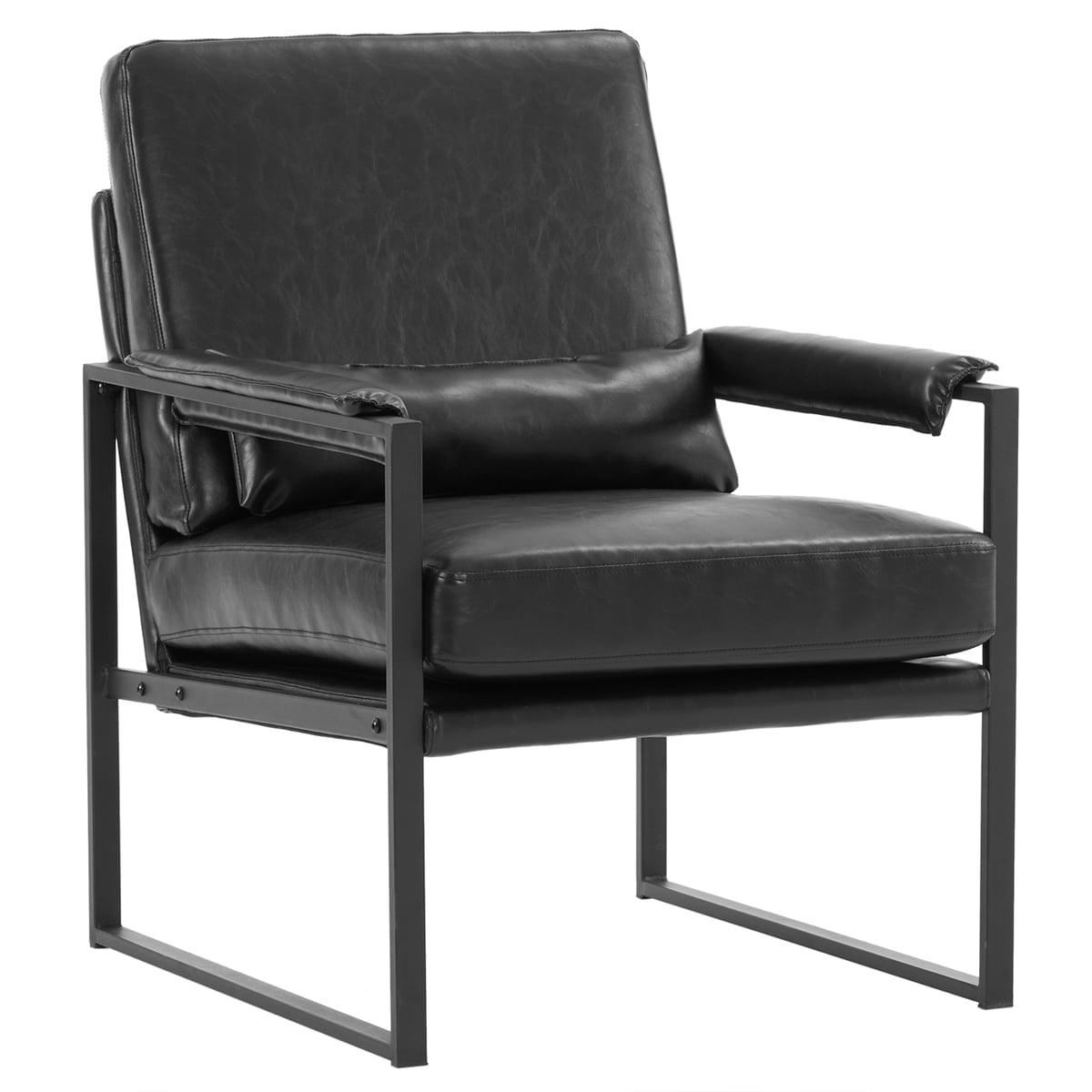Nmkwnr Iron Frame Chair Armrest Leisure Chair, Black - Walmart.com