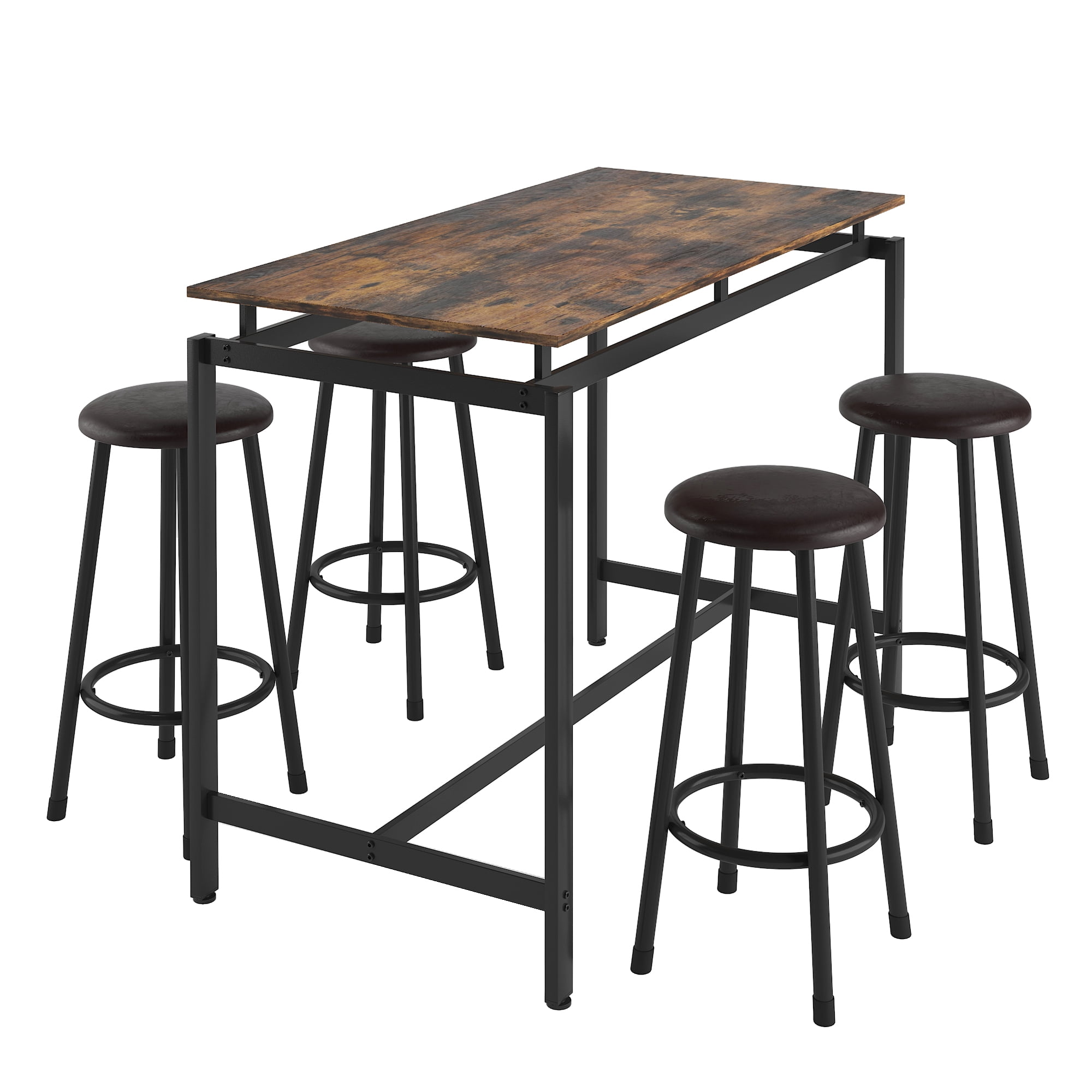 Nmkwnr Kitchen Bar Table with 4 PU Seat Stools - Walmart.com