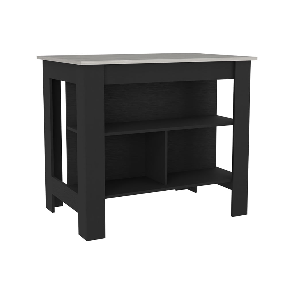 Nmkwnr Kitchen Island Stand Table with 3 Open Shelves, Black - Walmart.com