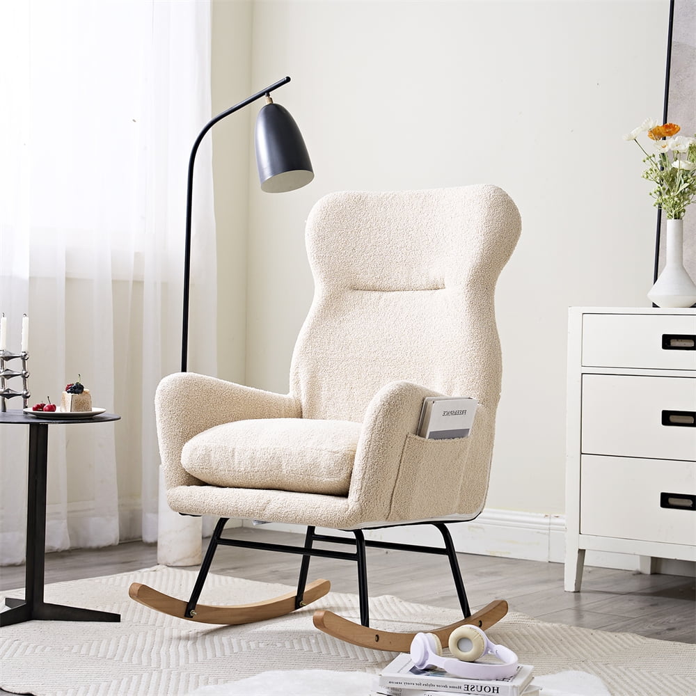 Nmkwnr Modern Rocking Chair with High Backrest, Comfort Lounge Chair ...