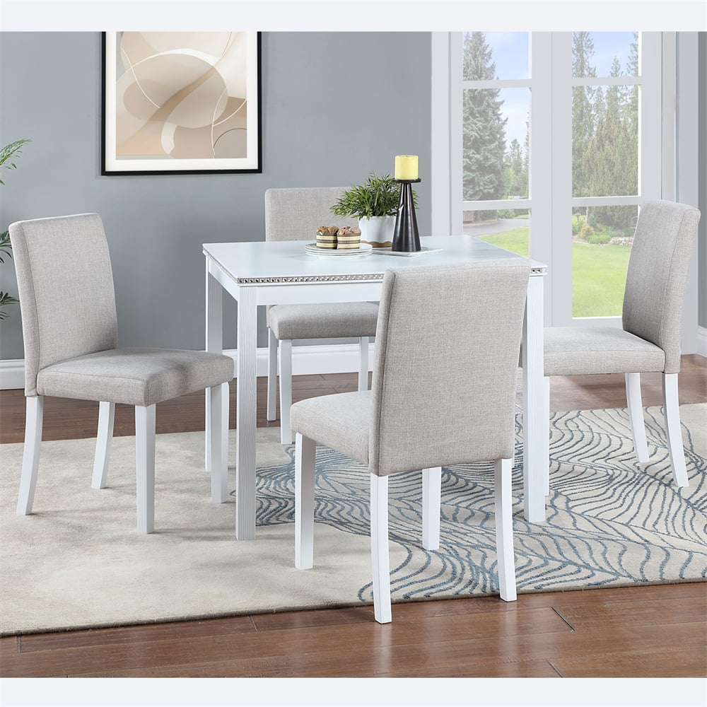 Nmkwnr Modern Square Dining Table with 4 Pack Chairs, Wooden Tabletop ...