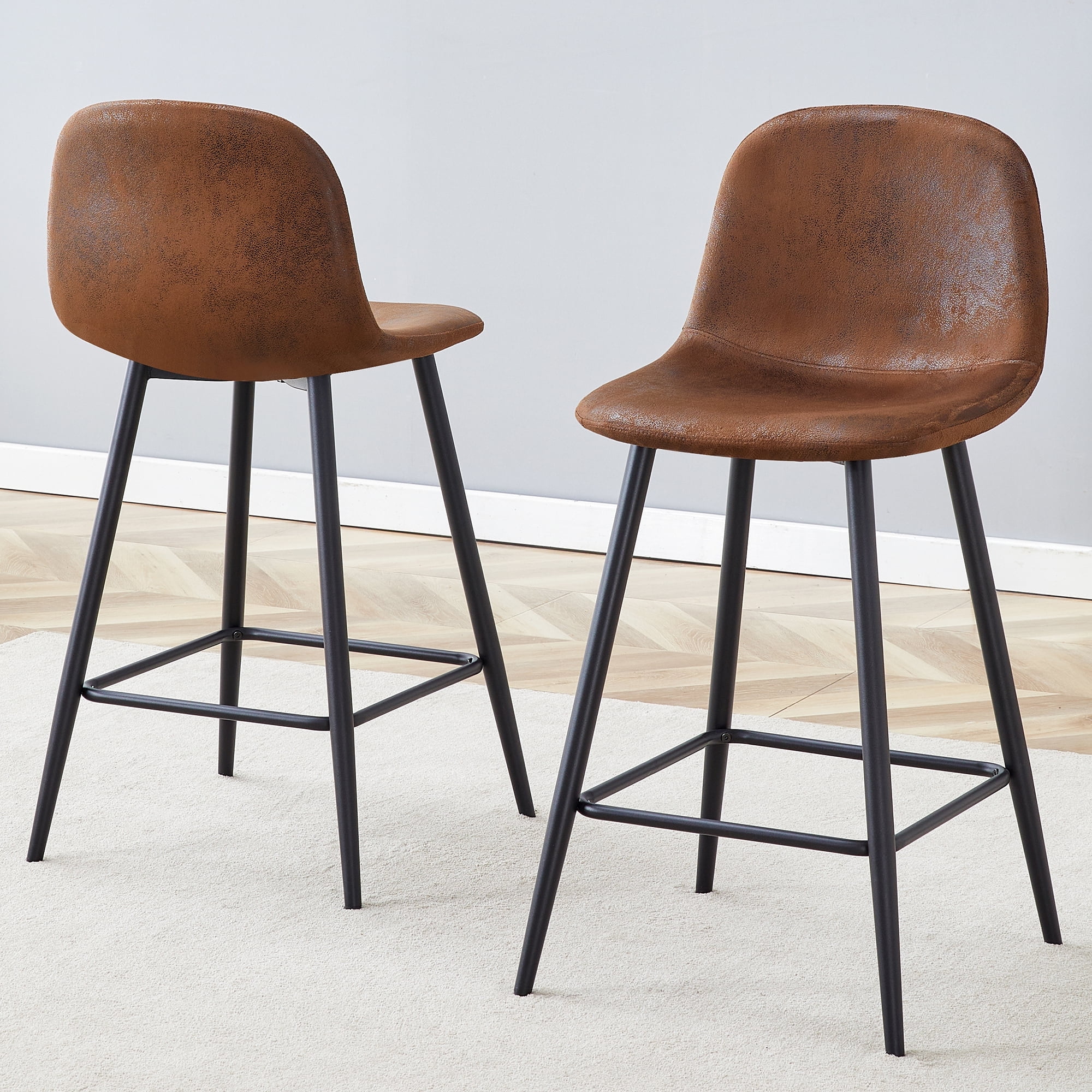 Nmkwnr Pack of 2 Fabric Barstools with Metal Legs, Upholstered Bar ...