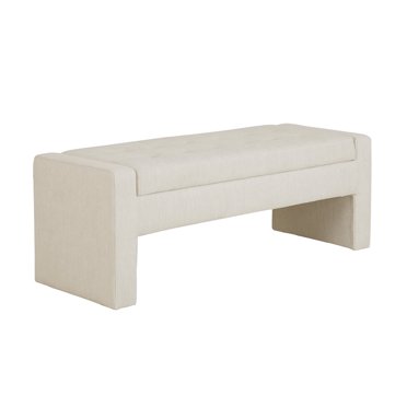 Rustic Manor Maurice Printed Linen Storage Bench, Indes Blue Ground ...