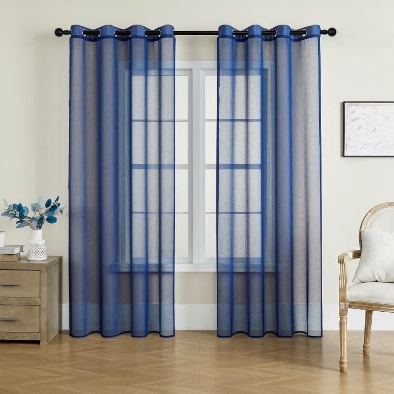 Nmkwnr Solid Color Sheer Curtains Light Filtering Curtain 2 Panels ...