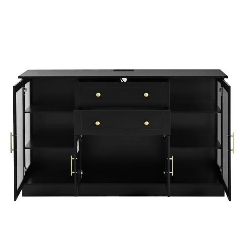 Nmkwnr Wood Buffet Sideboard with 2 Drawers and Shelves, 4 Doors ...