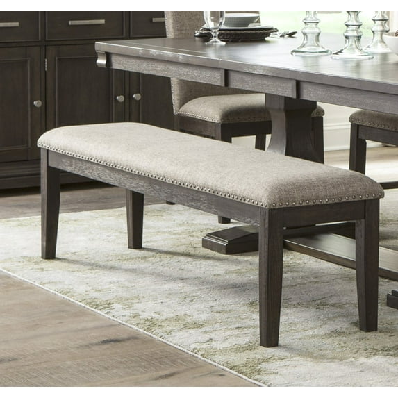 Nmkwnr Wood Frame Bench Upholstered Rustic Brown Finish Dining Bench ...