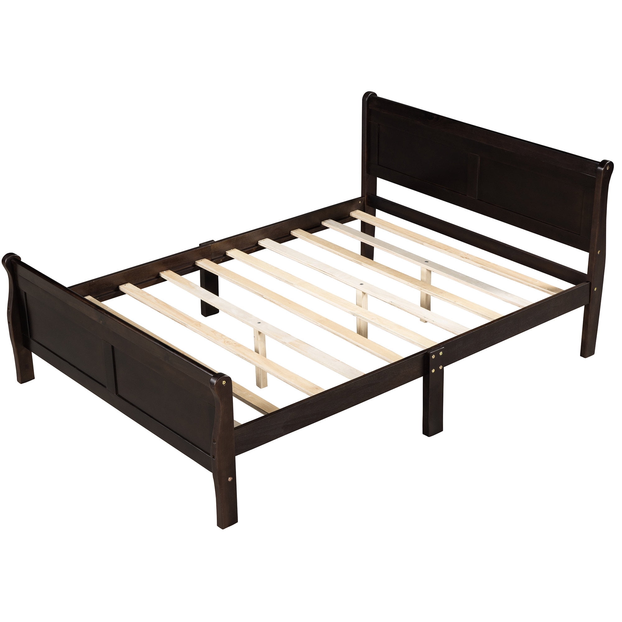 Nmkwnr Wood Platform Bed with Headboard and Wooden Slat Support for ...