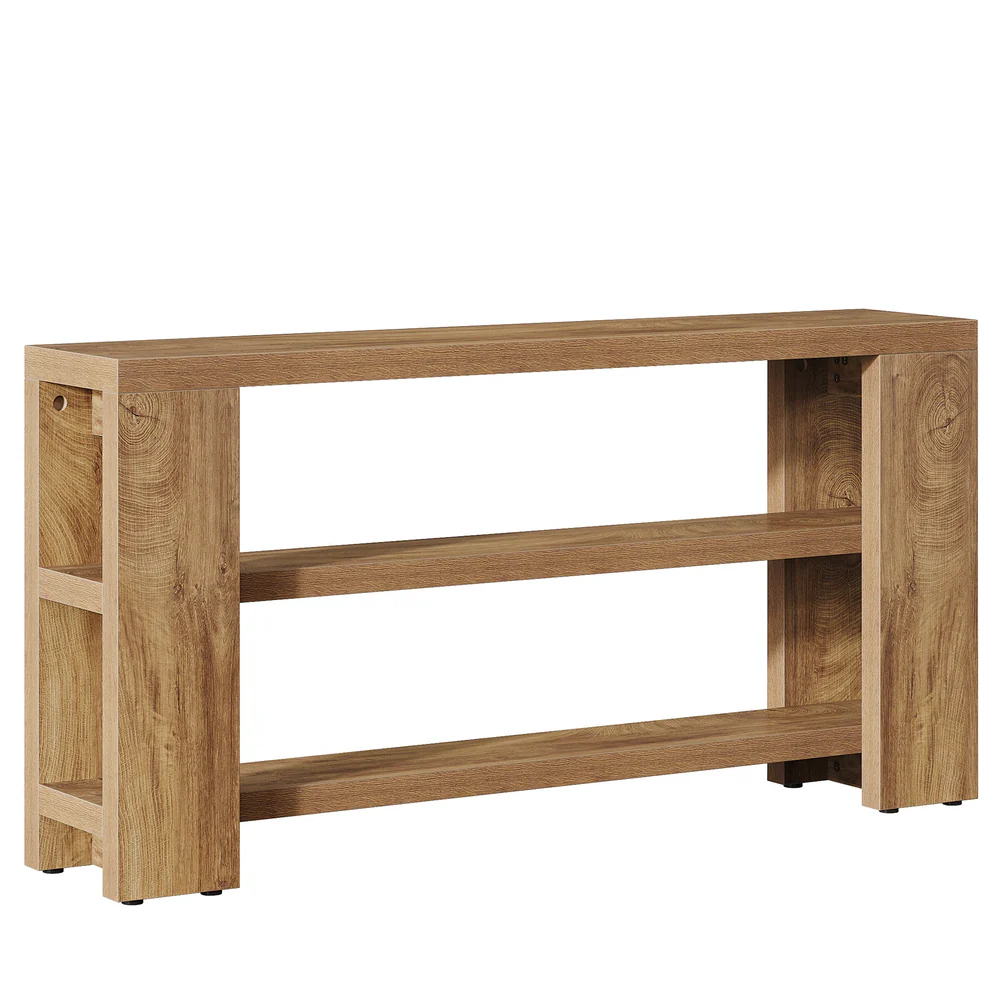 Nmkwnr Wood Sofa Table with Open Shelves, 3 Tiers Side Table Console ...