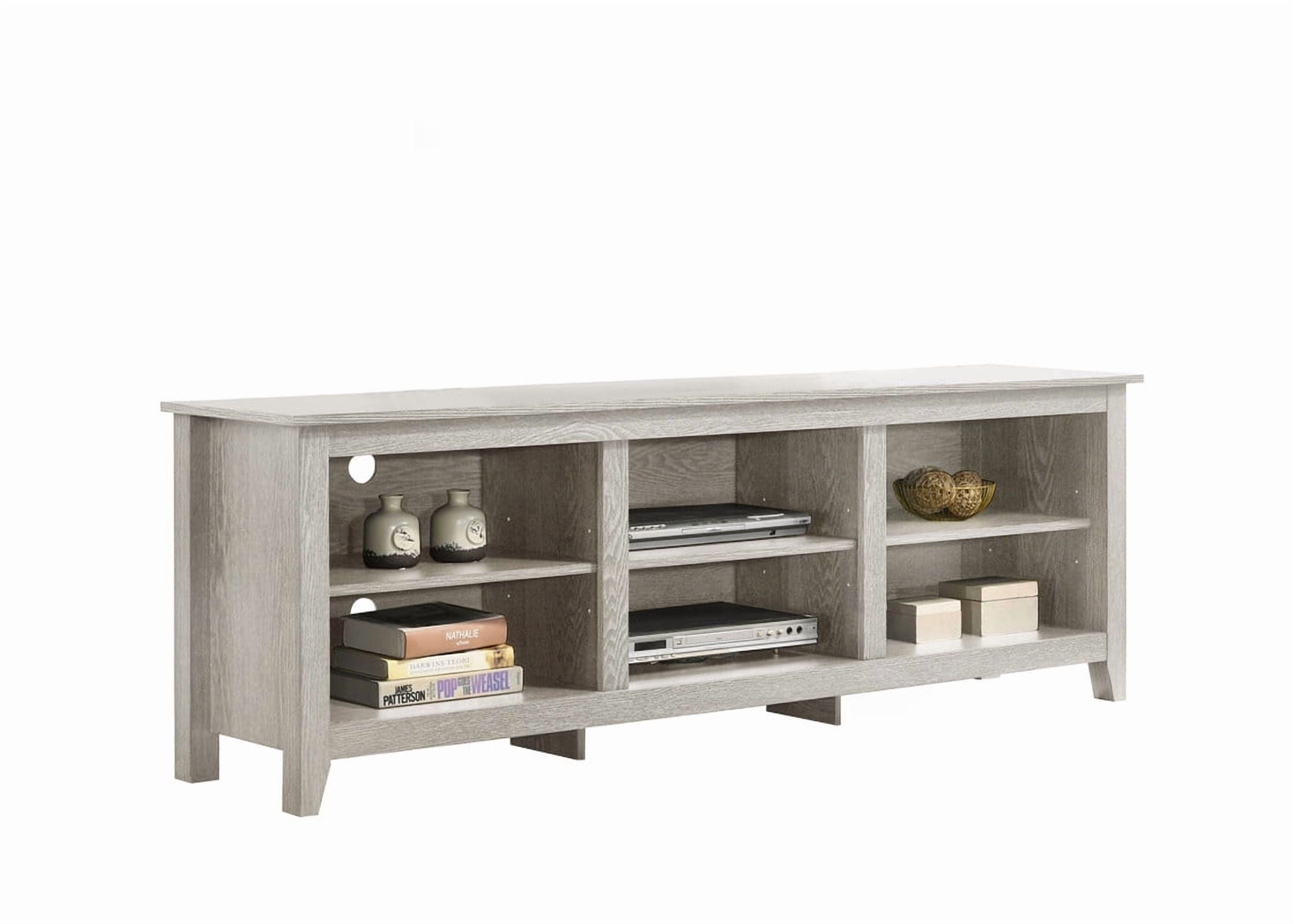 Nmkwnr Wood TV Cabinet for TVs up to 70", TV Stand with 6 Open Shelvs ...