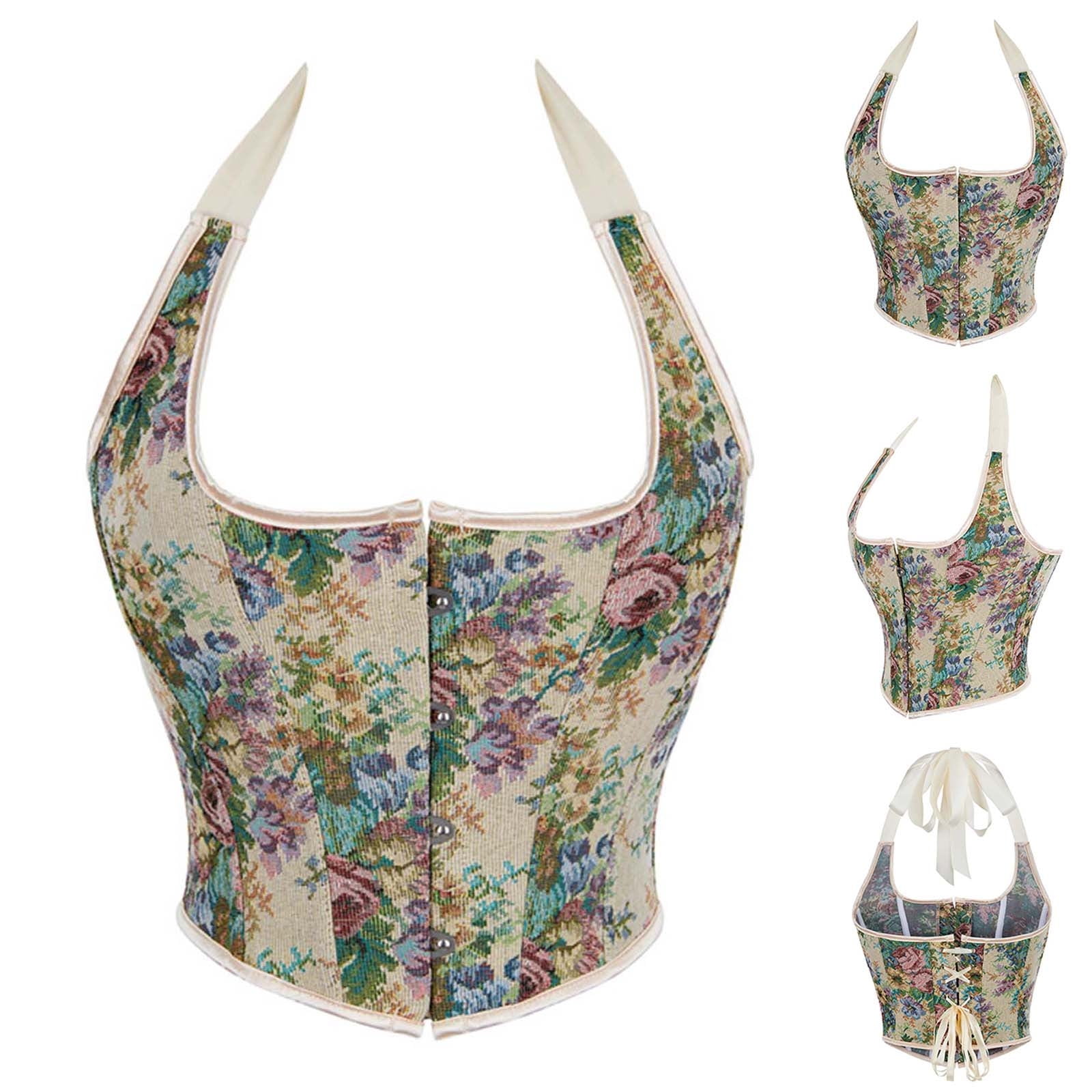 Nmnitkp Corset Tops for Women Slim Women's Floral Corset Top Show ...