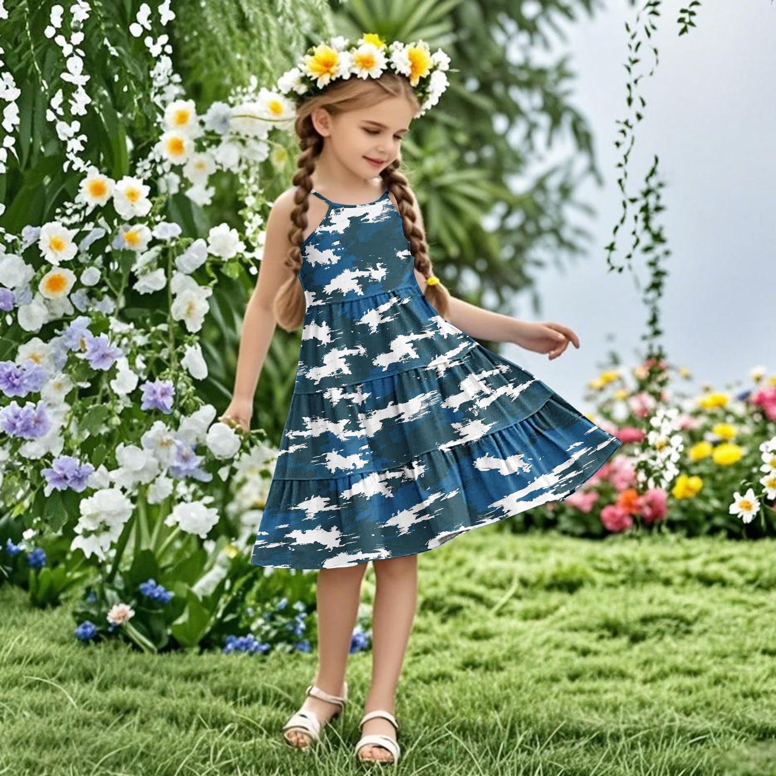 Nmnitkp Girl Dresses Cute Summer Dresses for Girls Sundress Boho Strap ...