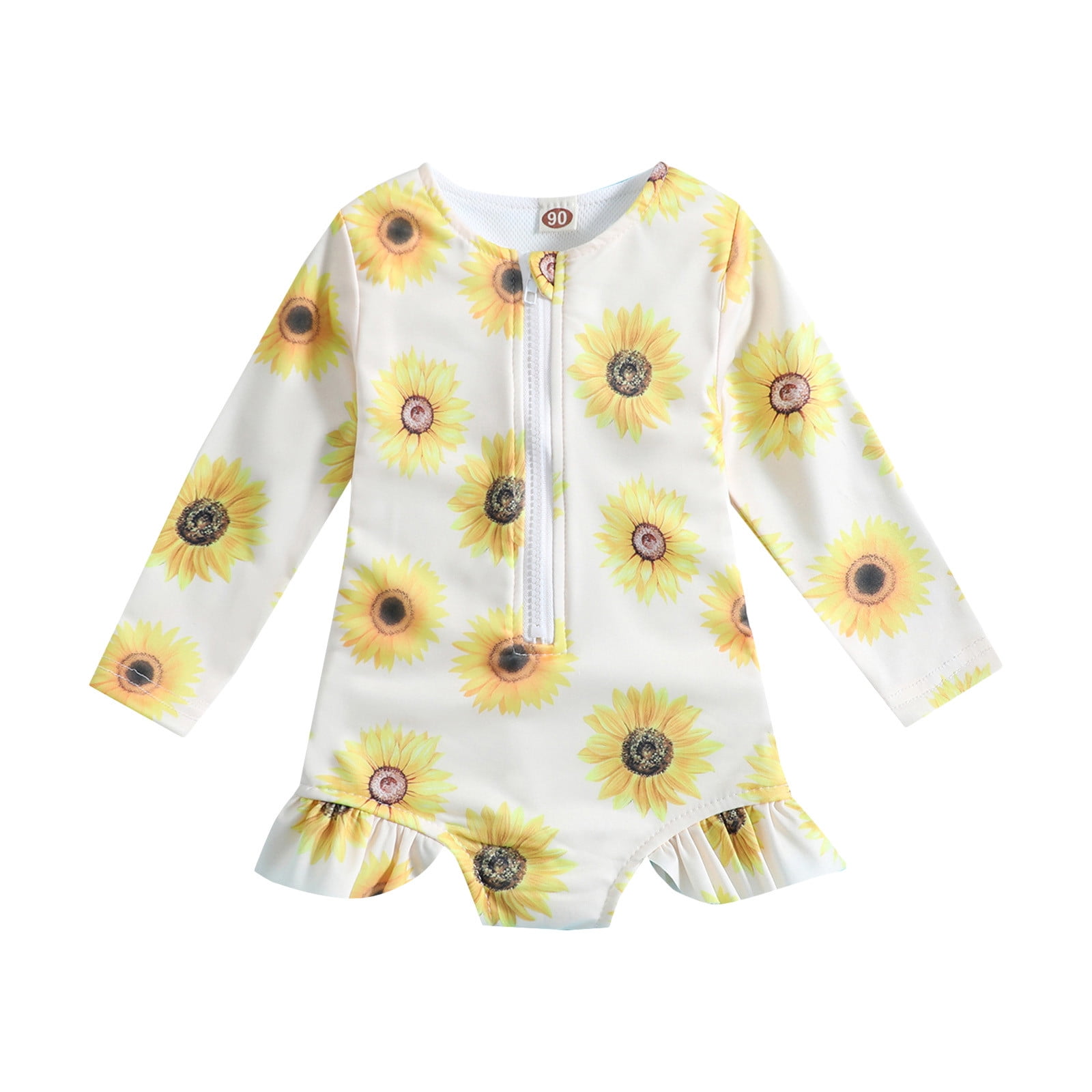 Nmnitkp Girls Swimsuits Baby Girl Long Sleeve Swimsuit 1-4 Years Front ...