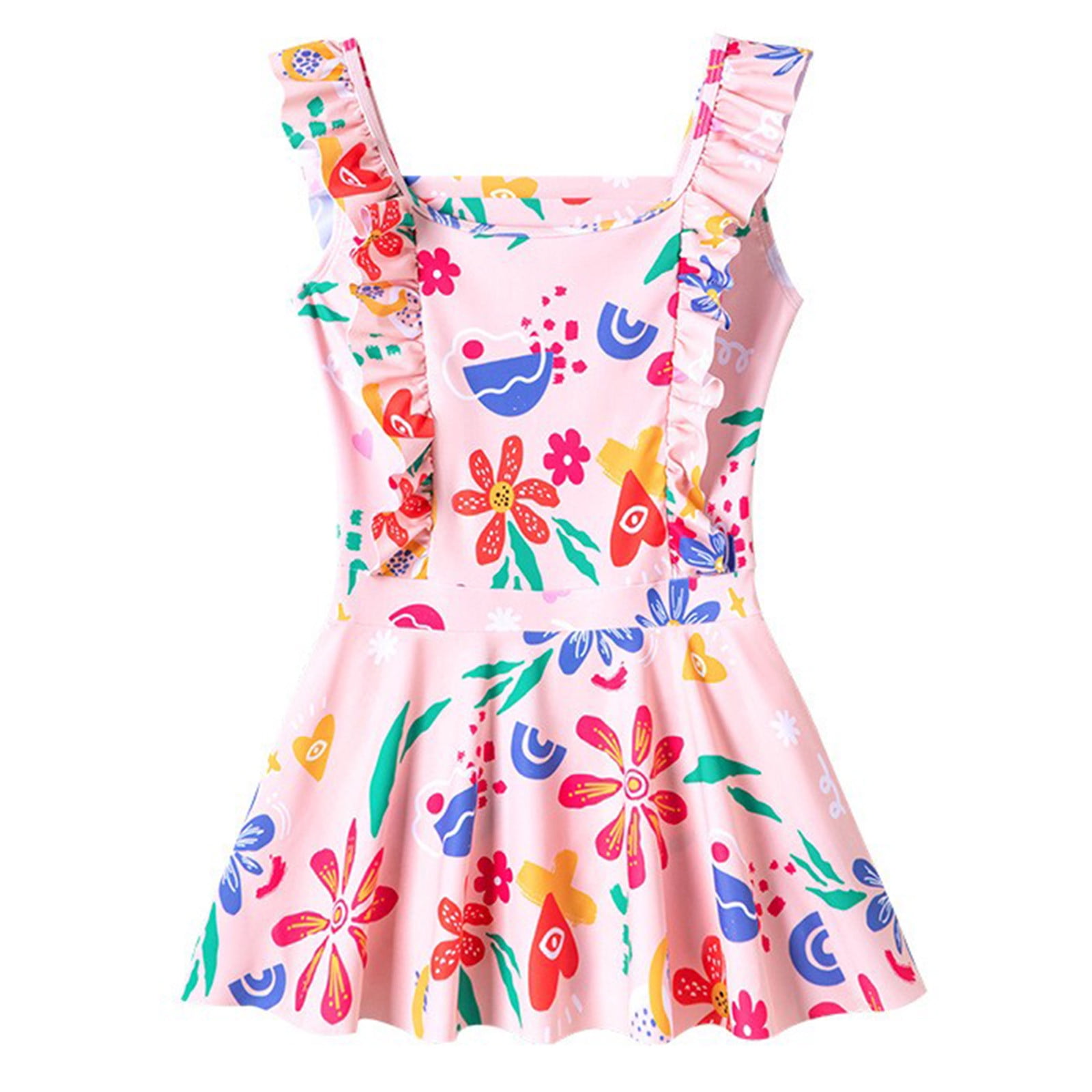 Nmnitkp Girls Swimsuits Sun Protection Girls Princess Ruffle Swimsuit 4 ...