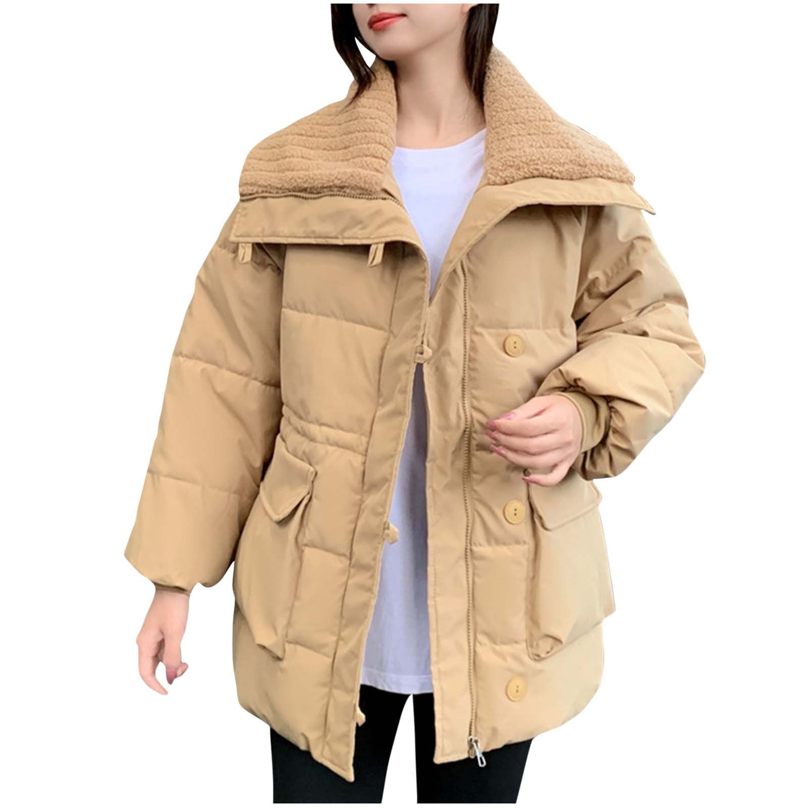 Nmnitkp Girls Winter Coat Solid Color Long Sleeve Cotton-Padded Jacket ...