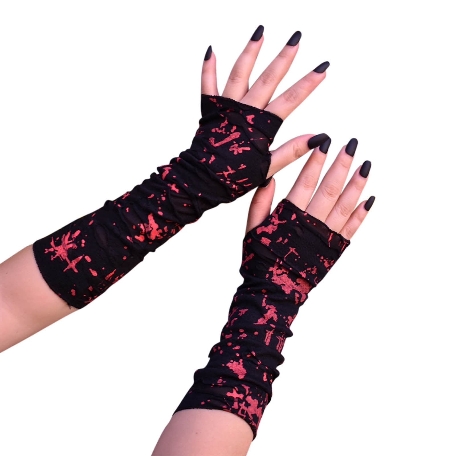 Nmnitkp Halloween Gloves Long Ghost Claw Dress Up Gloves Black Long ...