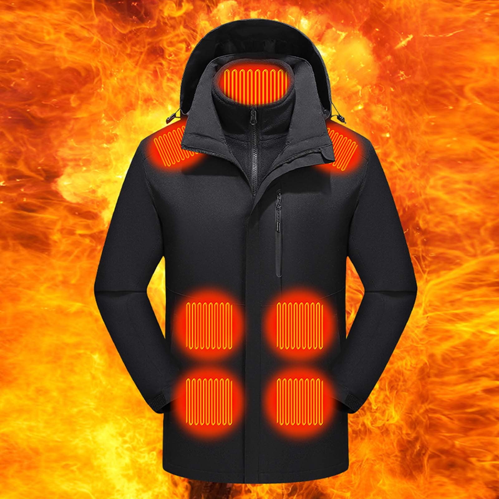 Nmnitkp Heated Jacket for Men and Women, Heated Coat Hooded Heating ...