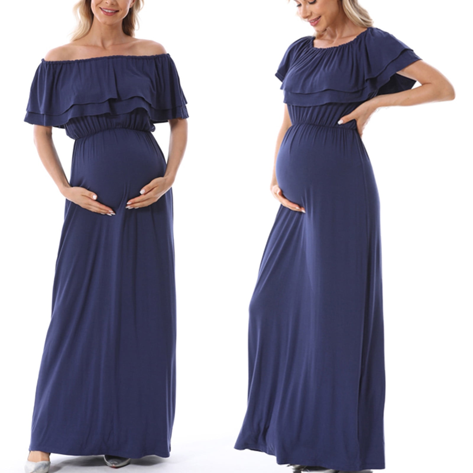 Nmnitkp Maternity Dress,Off Shoulder Maternity Mesh Split Dress Ruched ...