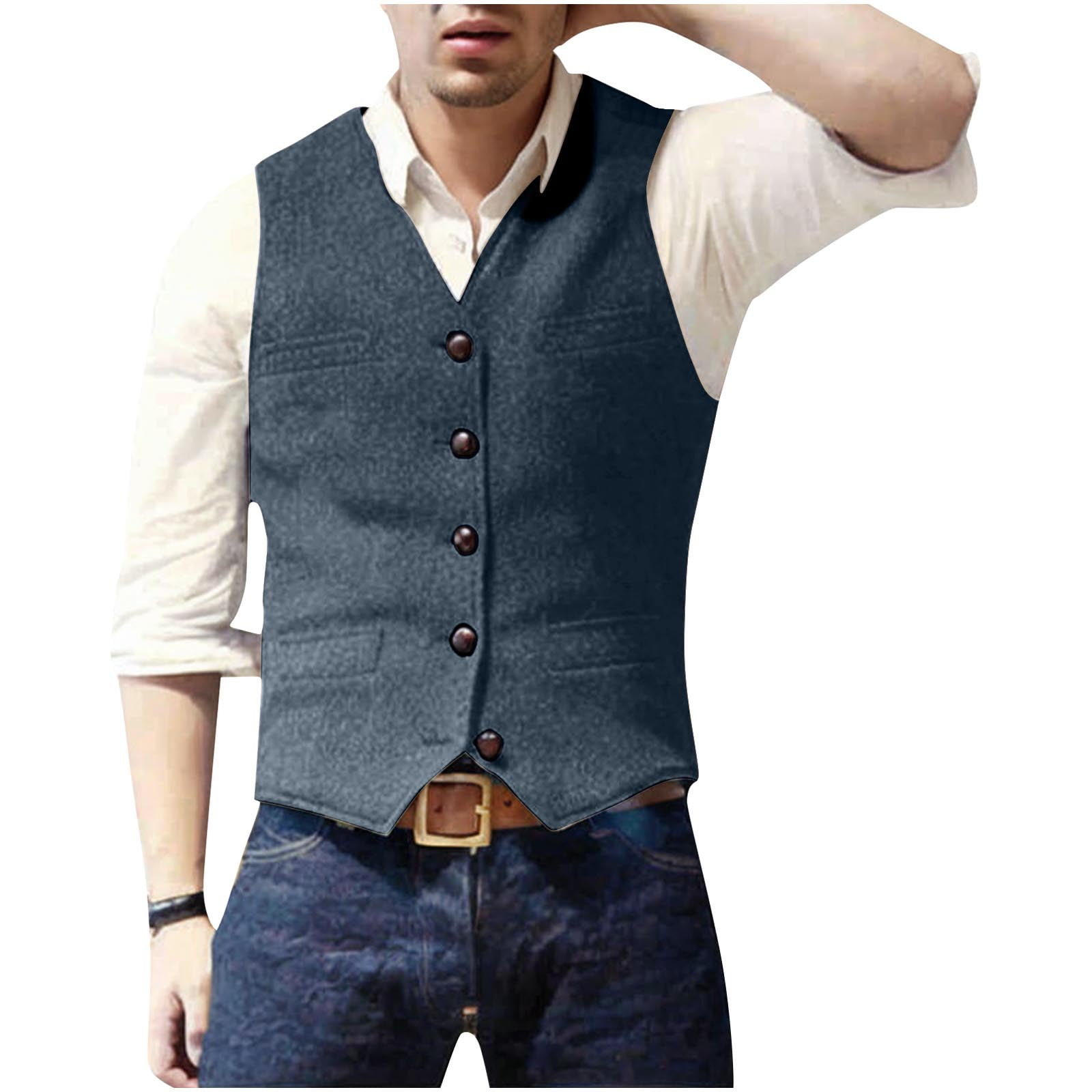 Nmnitkp Men's V-Neck Suit Vests Slim Fit Casual Business Formal ...