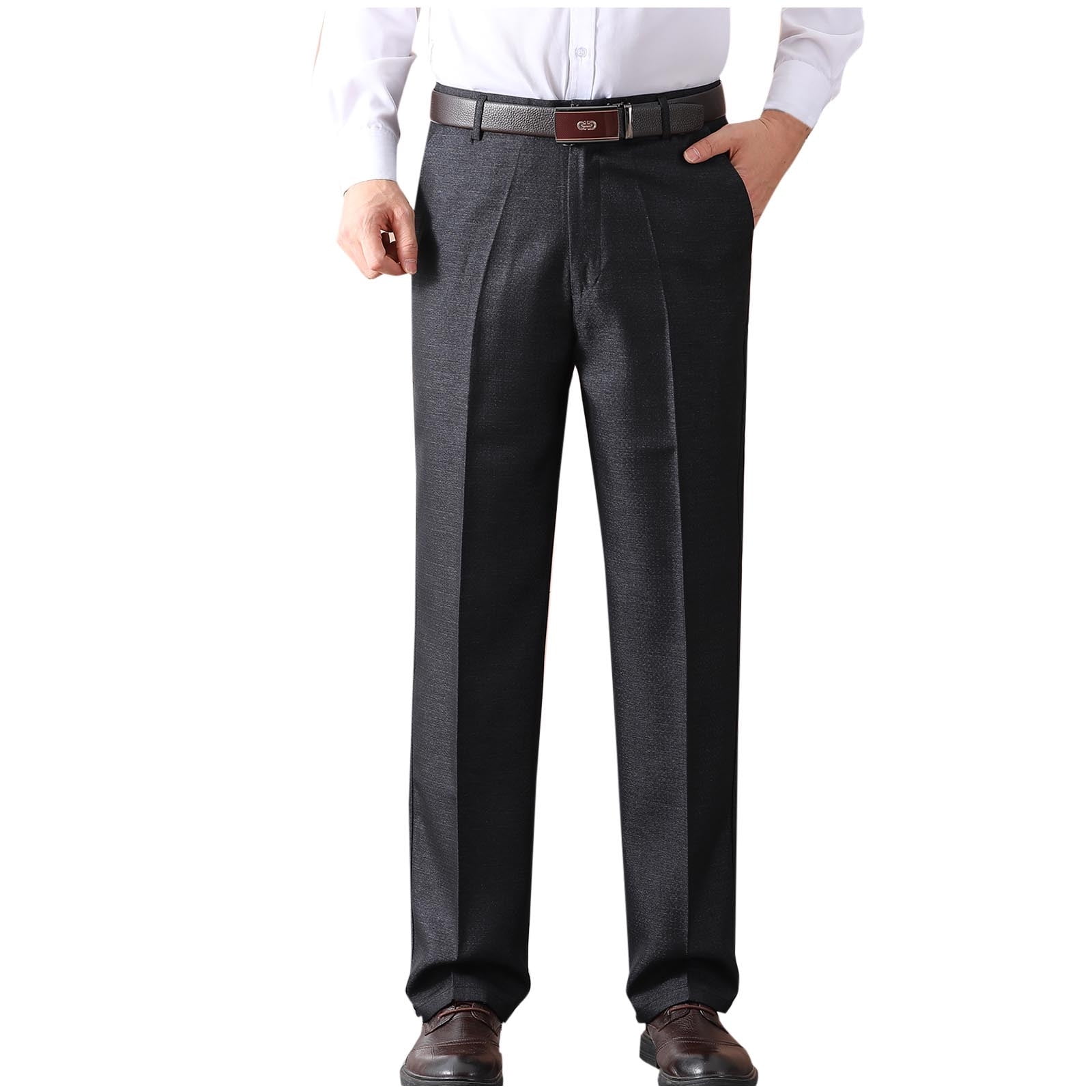 Nmnitkp Mens Classic Fit Flat Front Hidden Expandable Waist Dress Pants ...