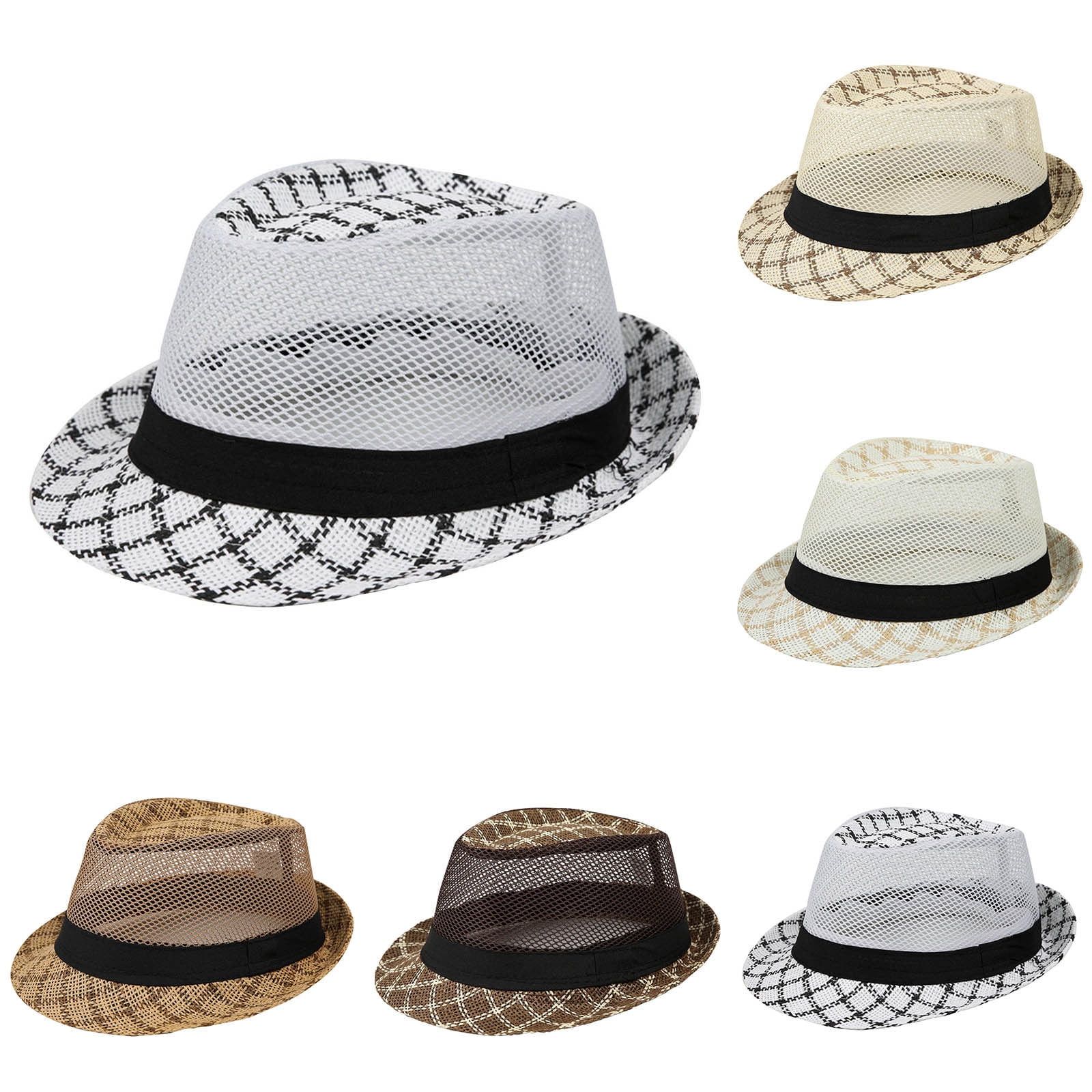 Nmnitkp Mesh Fedora Hat for Men Summer Fedora Hats Trilby Hat Sun Beach ...