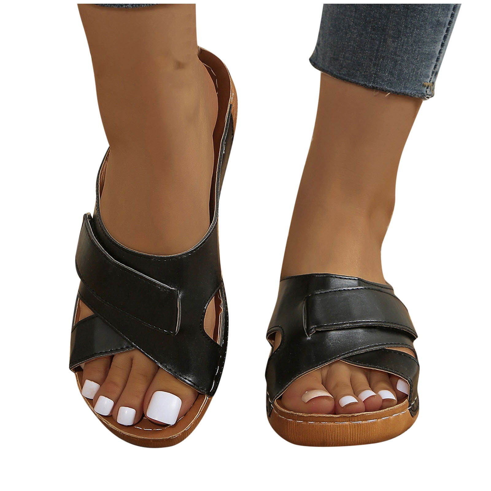 Nmnitkp Sandals for Women 2025 Arch Support Women's Misty Criss Cross ...