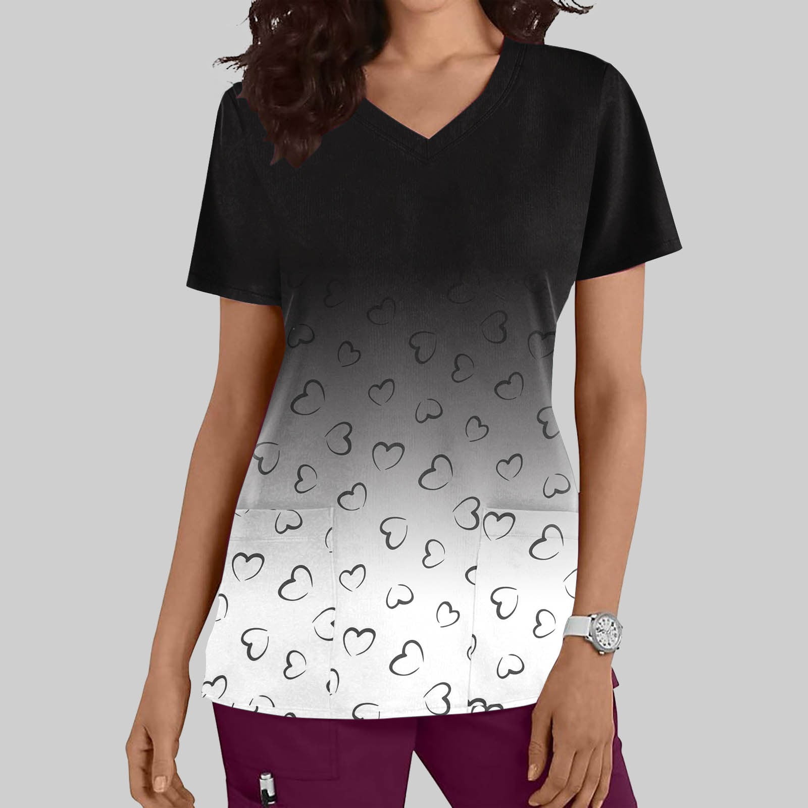 Nmnitkp Scrubs for Women - Tuck-In V-Neck Scrub Top, Stretch Fabric ...