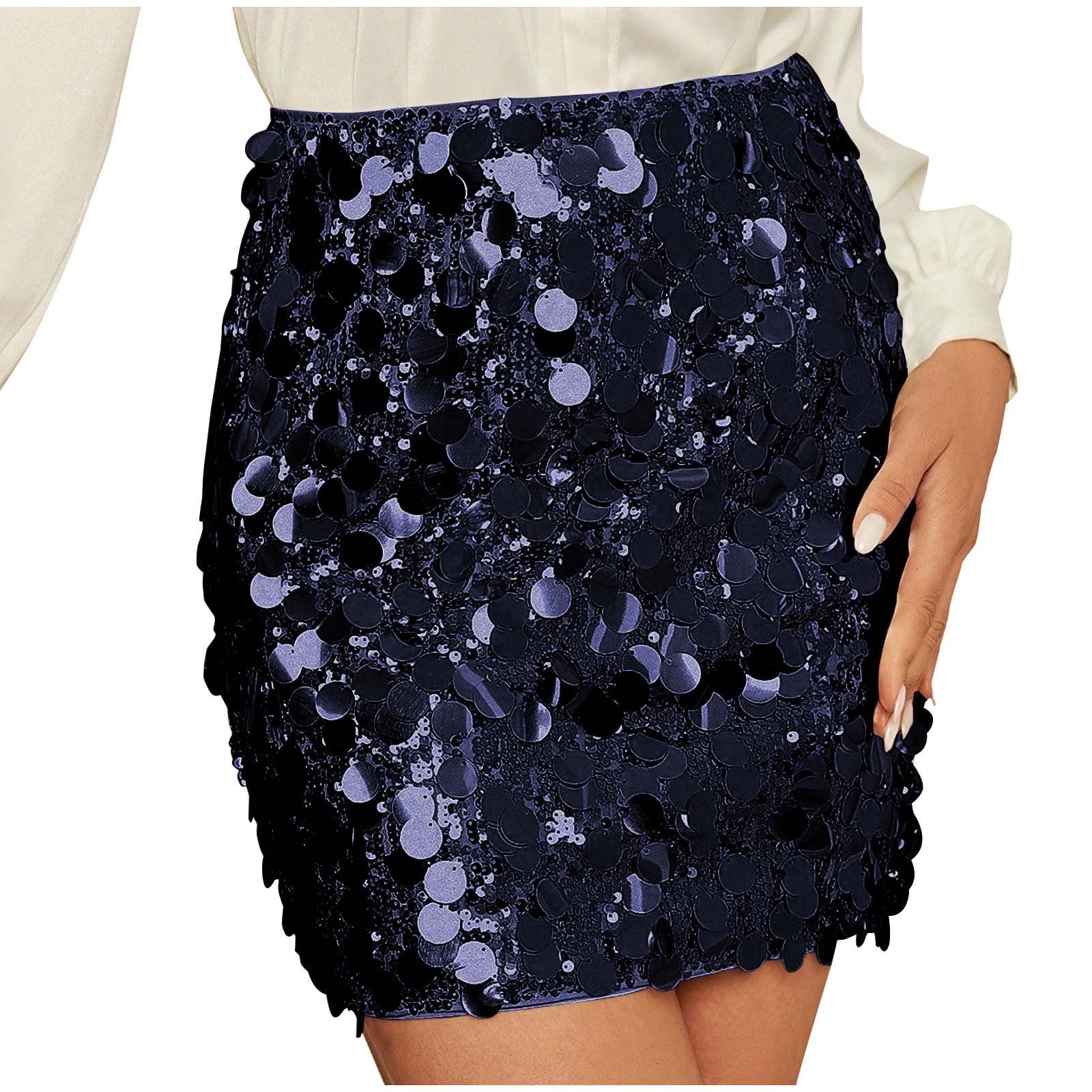 Nmnitkp Sequin Skirt for Women Beautiful Mini Skirt Stretchy Bodycon ...